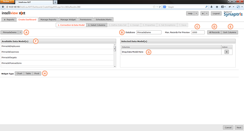Add Widget Create Single Data Set Chart Widget Connection And Data