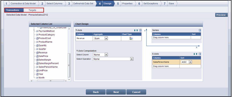 Design a chart using more than one data set