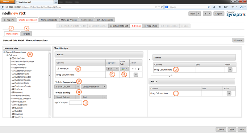 Creating Chart Widget with Single/Multiple data sets-Design screen